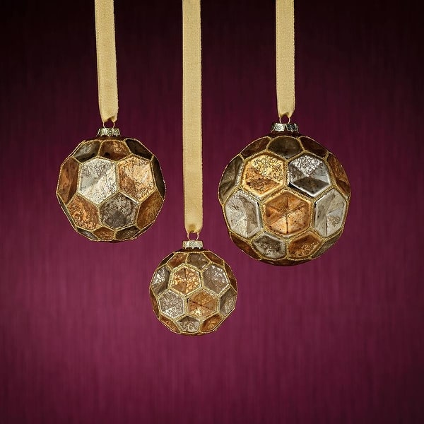 4" Dimpled Laurel Multi-colored Glass Ball Ornaments, Set of 6 - Bed Bath & Beyond - 32482809